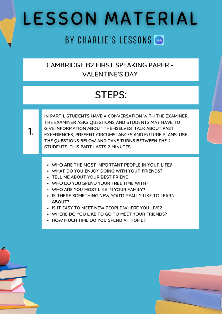 B2 Preliminary Speaking Test | Valentine's Day